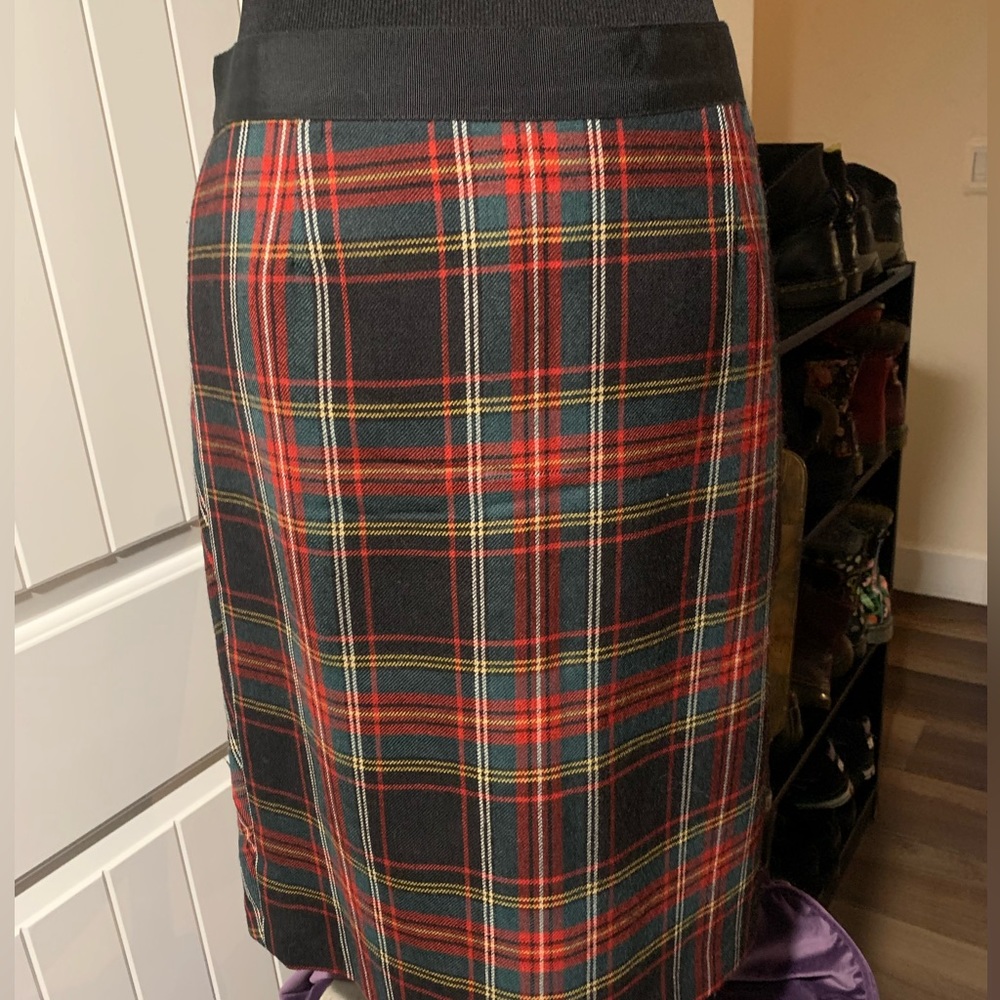 J. Crew Wool Red Plaid Pencil Skirt (Size 8) - Gem